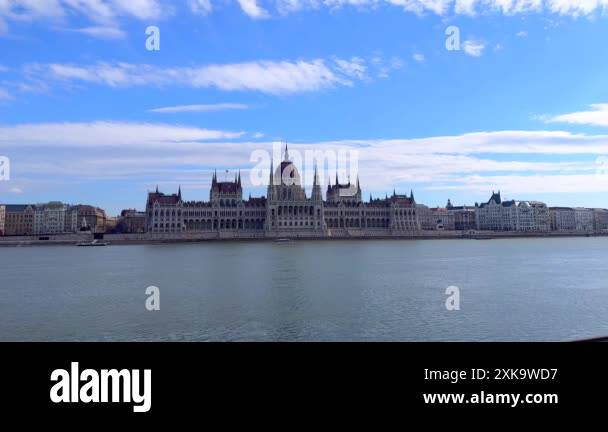 The scenic cityscape of Budapest from Buda embankment of Danube River ...