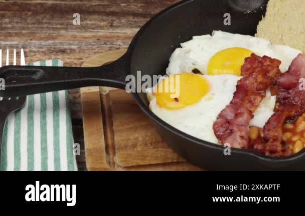 Egg bacon beans tomato toast Stock Videos & Footage - HD and 4K Video ...
