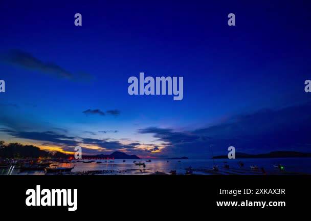 Time Lapse amazing sky in twilight above the horizon.The clouds were ...
