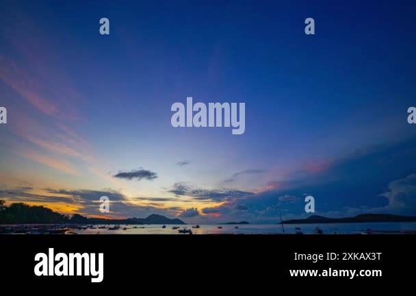 Time Lapse amazing sky in twilight above the horizon.The clouds were ...