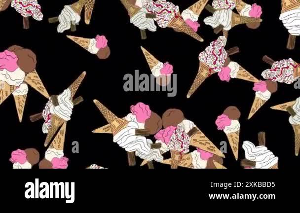 Lots of mixed ice creams falling on a loop with alpha channel Stock ...