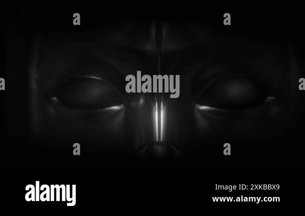 A stylised black and white sequence of a masked entity in the dark ...