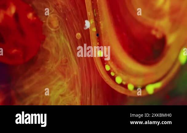 Color mist swirl. Ink water splash. Oil bubbles. Blur red yellow paint ...