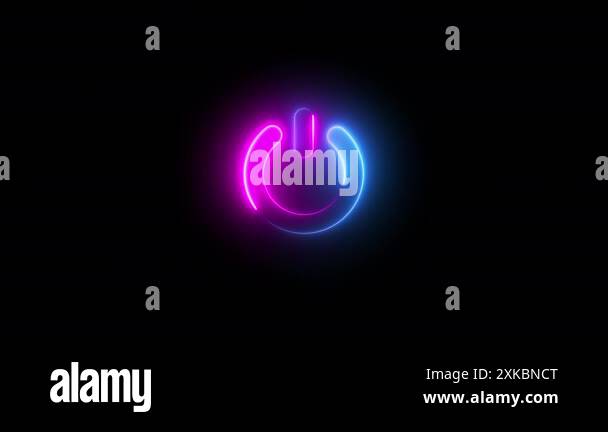 abstract neon animation of turn off sign, fast moving blue and pink ...