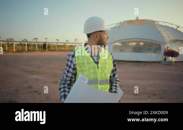 Pensive thoughtful professional Caucasian male man guy uniform engineer ...