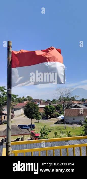 Central Java, Indonesia. July 11th, 2024: The Indonesian red and white ...