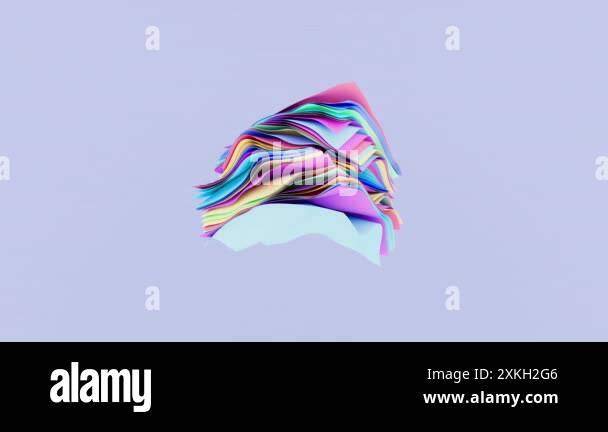 3D abstract animation of beautiful colorful layers with soft surfaces ...