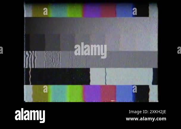 Old CRT TV color rendering test. Displaying a 4x3 image. SMPTE color ...