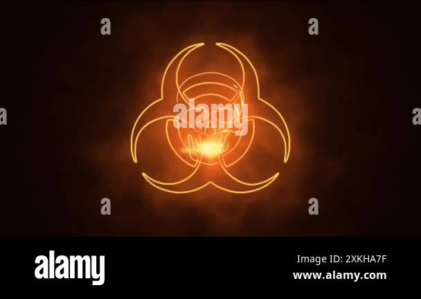 hazard logo with fire effect green screen background Stock Video ...