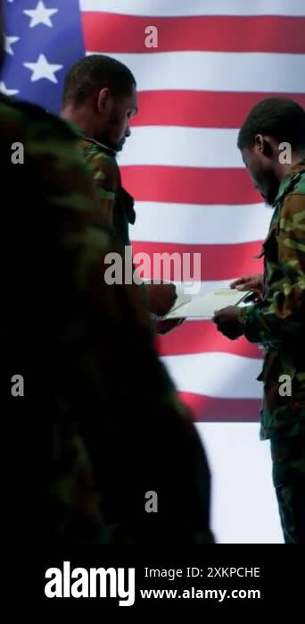 Vertical Video Us Soldiers In A High Tech Command Center Protecting