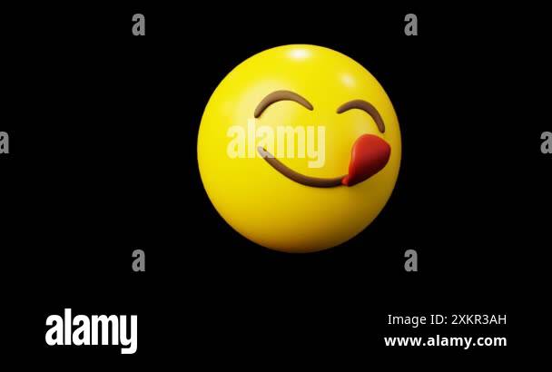 3d emoticon yummy face smiley emoji or yellow ball emoticon Looping ...