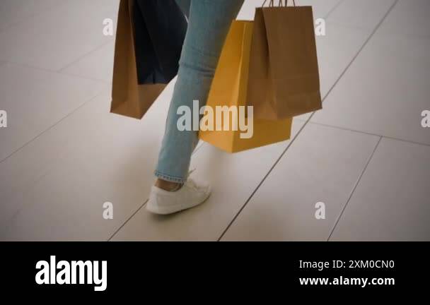Close up unrecognizable Caucasian woman shopper buyer female legs ...