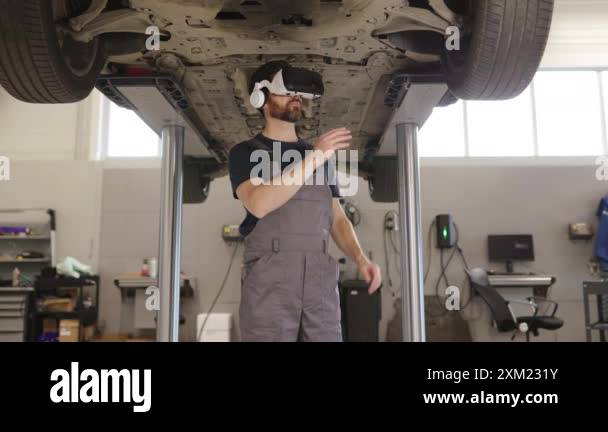 Workspace full of tools, advanced technology in automotive industry ...