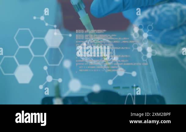 Animation of scientific data processing and human brains over scientist ...