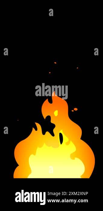 Fire Flames Reaction. 4K Vertical 9:16 Cartoon Animation Video Motion ...