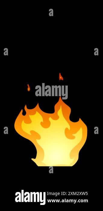 Fire Flames Reaction. 4K Vertical 9:16 Cartoon Animation Video Motion ...