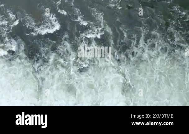 Aerial view of Bend Spillway in Oregon USA showcasing powerful ...