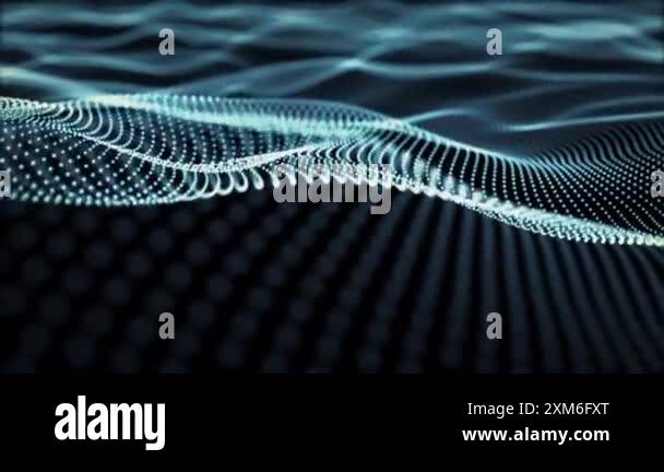 Dark digital background with field of smooth waves and soft gradient light with glow effect ...