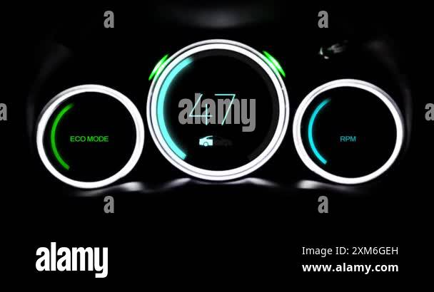 Electric Car with Eco mode 4K Animation speedometer digital, background ...