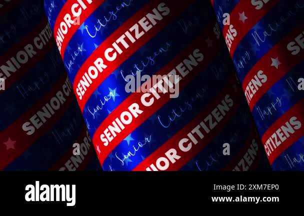 National Senior Citizens Day text 3D tube pattern title loop abstract ...