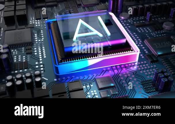 Computer processor and AI word - 3D 4k animation (3840 x 2160 px Stock ...