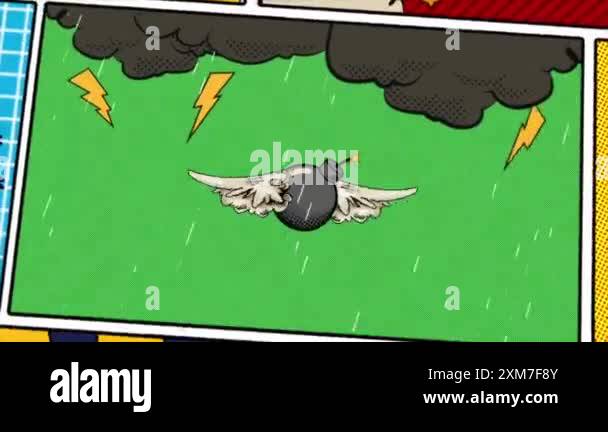 Animation video loop comic cartoon effect with green screen background ...
