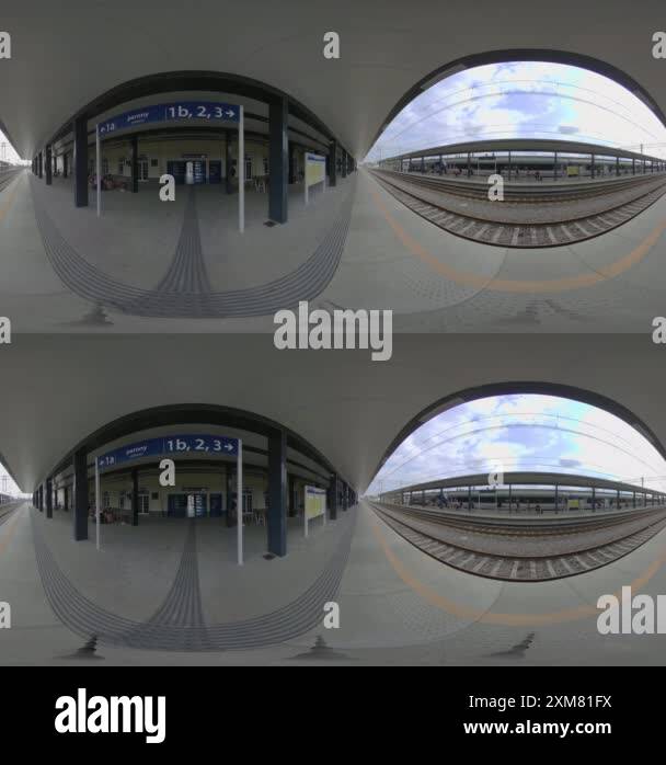 This is a 4K 360-degree virtual tour of a modern train station. The ...