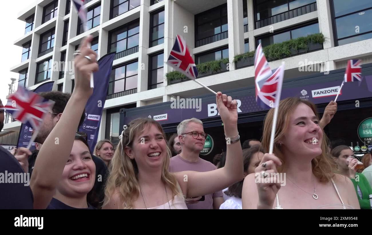People watch Olympics opening ceremony from the Team GB Fanzone Stock ...
