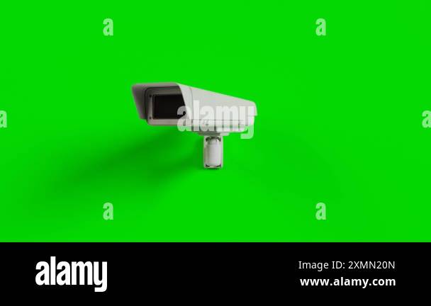 3D animated video of CCTV camera left and right movement with a green ...