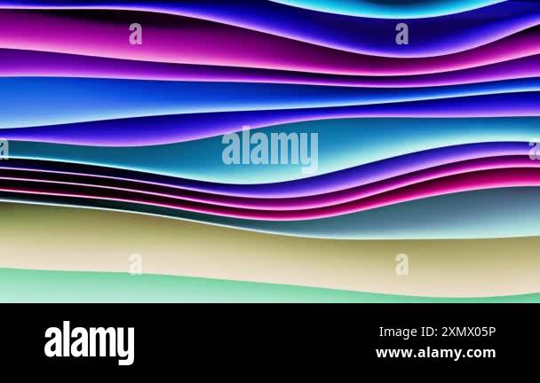 3D abstract animation of colorful soft surfaces with slow wavy effect, 4k animated template ...