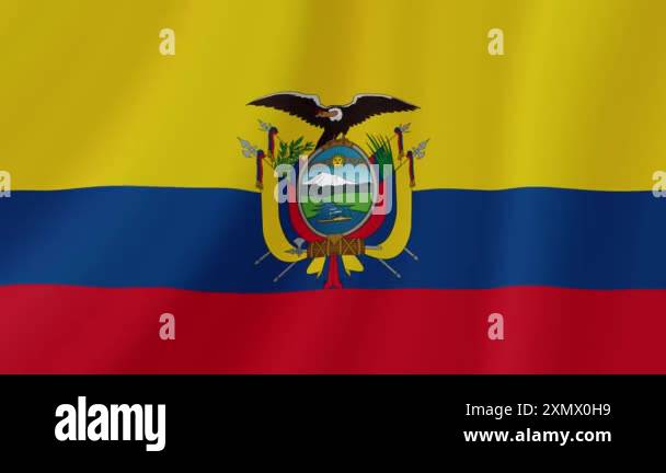 Ecuador Waving Flag. Realistic Flag Animation. Seamless Loop Background ...