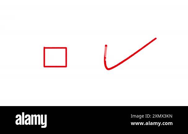 Square and check mark hand drawing. red check mark drawing animation ...