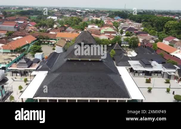 Demak Mosque, Indonesia. Aerial view of a suburban area featuring ...