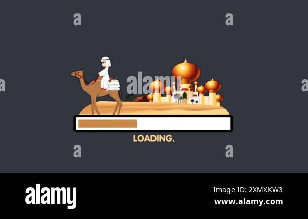 Loading Cartoon Animation Video on Black and Green Screen Background ...