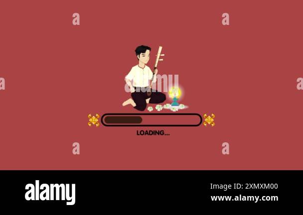 Loading Cartoon Animation Video on Red and Green Screen Background ...