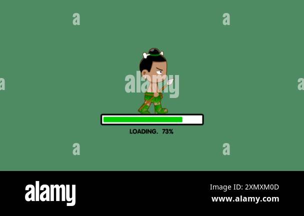 Loading Cartoon Animation Video on Green and Green Screen Background ...