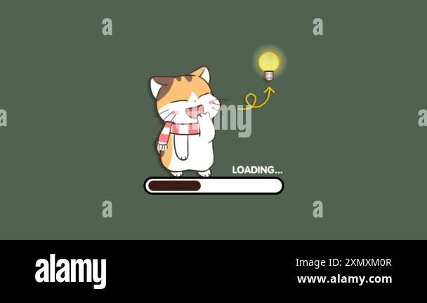 Loading Cartoon Animation Video on Green and Green Screen Background ...