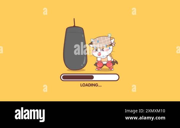 Loading Cartoon Animation Video on Yellow and Green Screen Background ...
