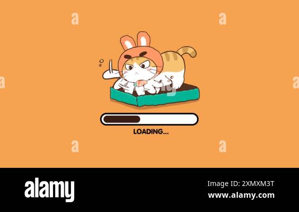 Loading Cartoon Animation Video on Orangeand Green Screen Background ...