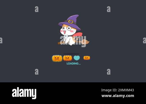 Loading Cartoon Animation Video on Black and Green Screen Background ...