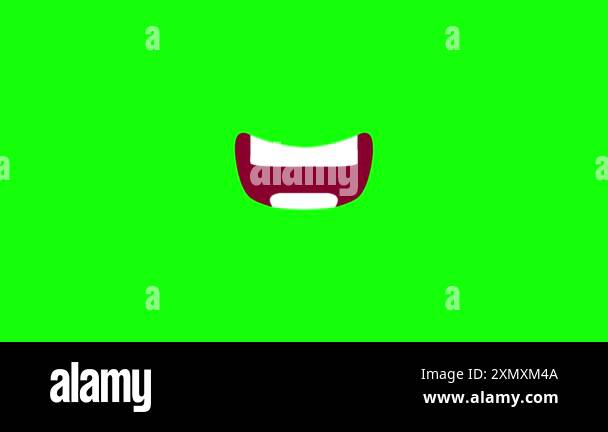 2d cartoon lip syncing talking lips green screen background 4k Stock ...