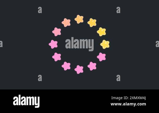 Loading Circle Video with Pink Star. Loading Animation on Black and ...