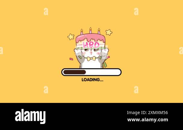 Loading Cartoon Animation Video on Yellow and Green Screen Background ...