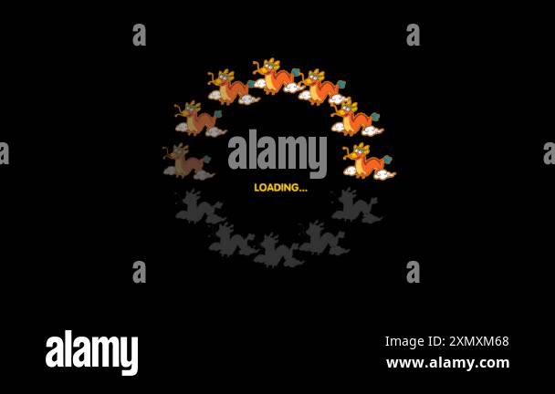 Loading Circle Video with Dragon. Loading Animation on Black and Green ...