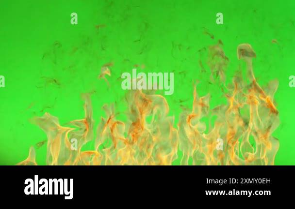 Super Slow Motion of Fire Flames Isolated on Green Screen Background ...