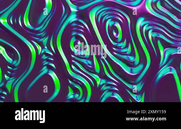 Abstract holographic neon wavy surface background. Foil with wave and ...