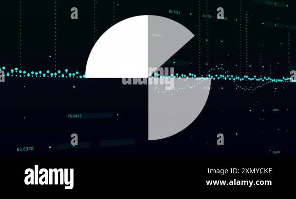 Animating pie chart over financial data and graphs in school presentation. animation, education ...
