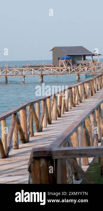 Fish farm wooden bridge ocean sea vietnam house on the water. Beautiful ...