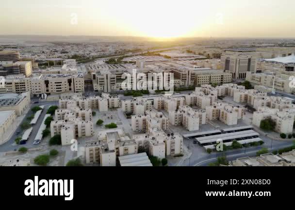 The residential area of Saudi Arabia on the Sunset. The video captures ...