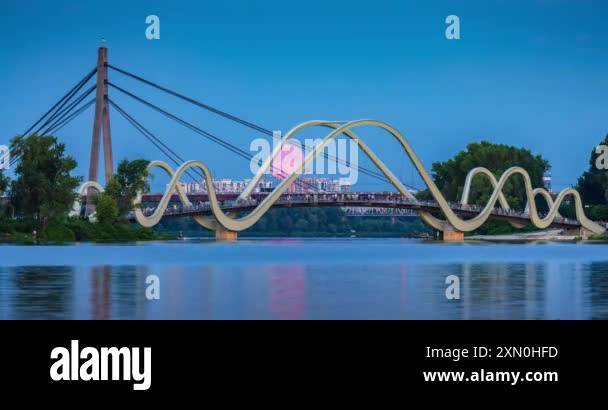 Pink Thunderstorm Full Moon rises on the background of pedestrian ...